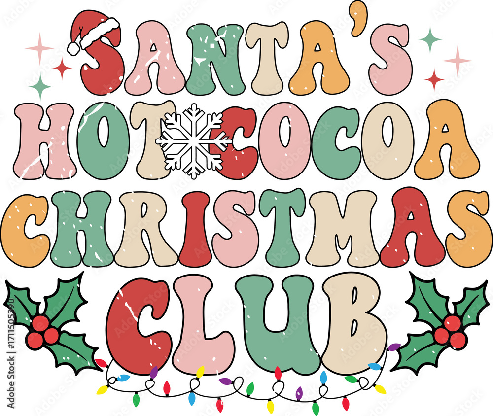 anta's hot cocoa christmas club - Retro merry xmas winter season ...
