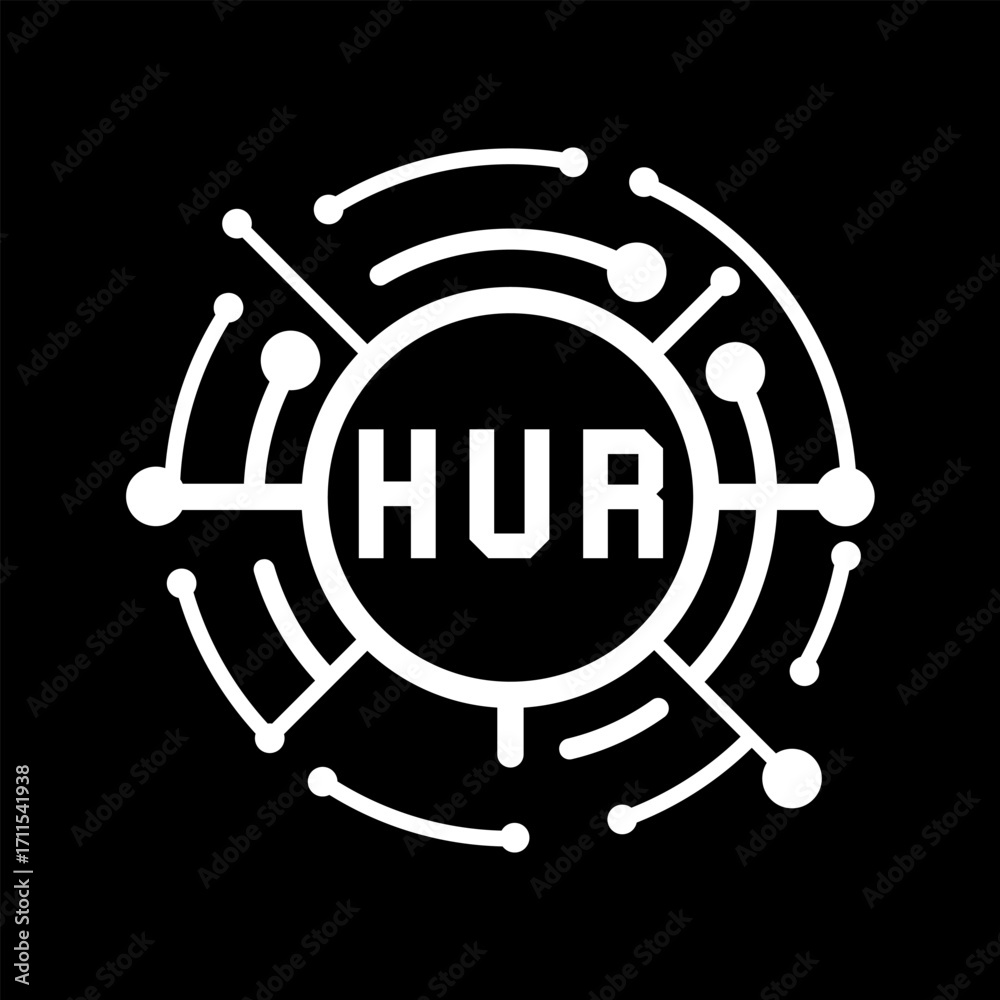 HUR letter design. HUR letter technology logo design. HUR Monogram logo ...