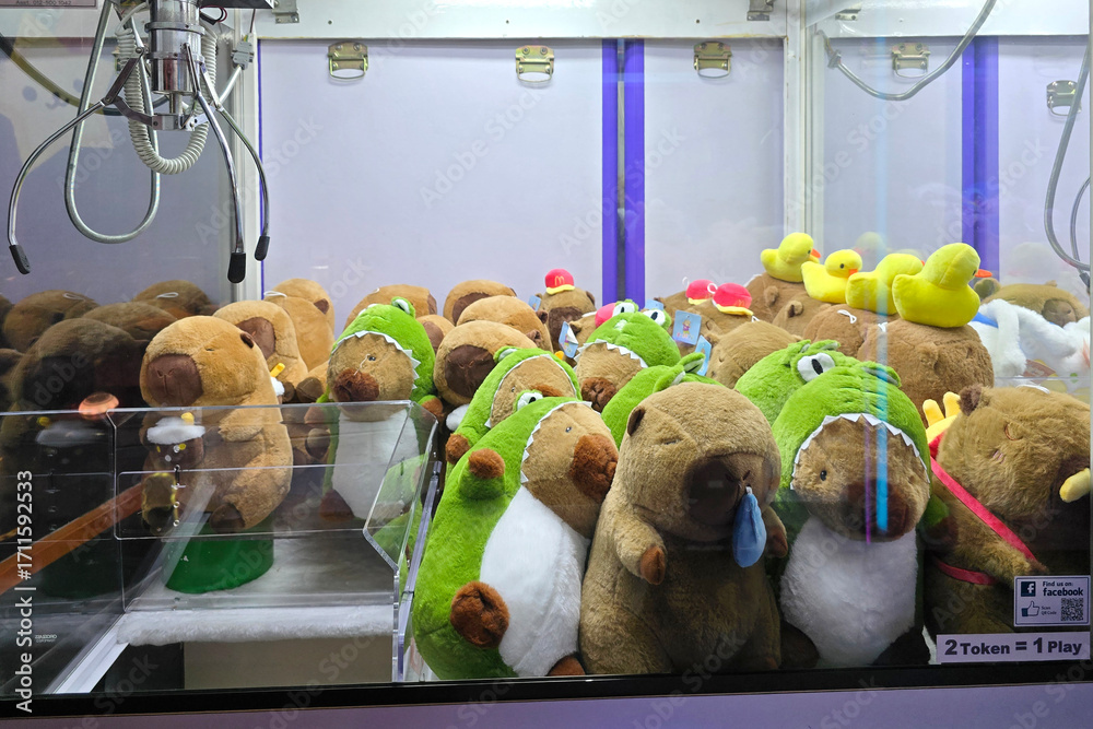Penang, Malaysia – Sep 13, 2025: Claw machine packed with capybara ...
