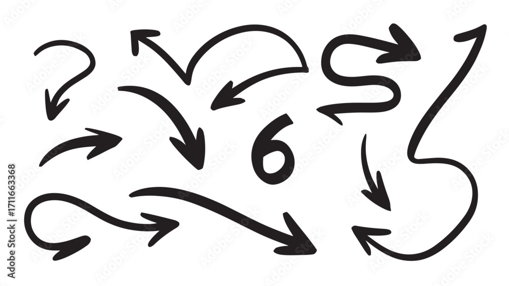 Hand-drawn arrow collection various shapes and styles perfect for ...