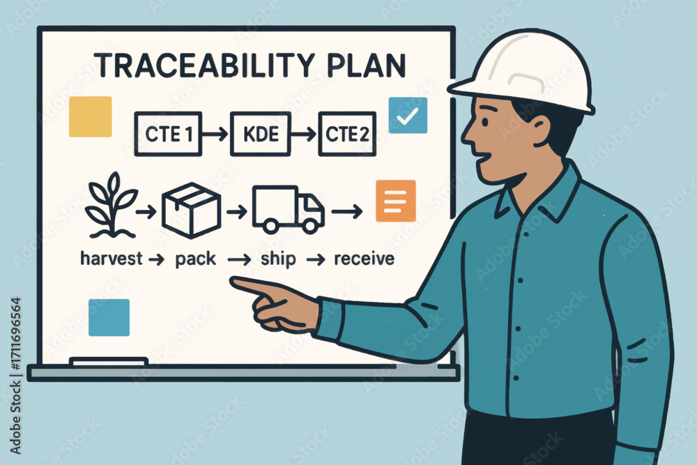 Vector diagram showing food traceability plan with icons representing ...