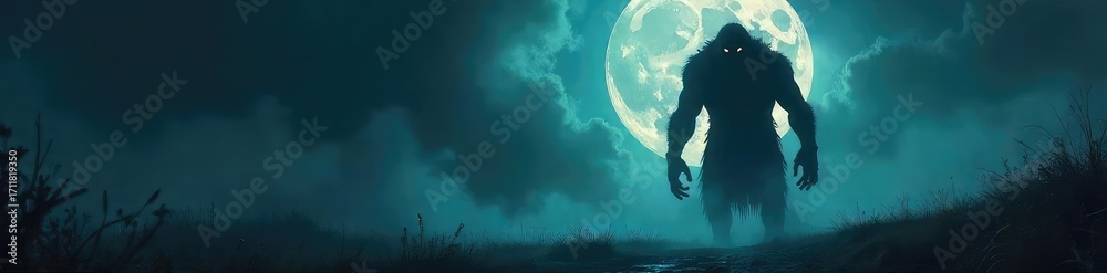 A shadowy, monstrous figure looms large, casting a terrifying ...