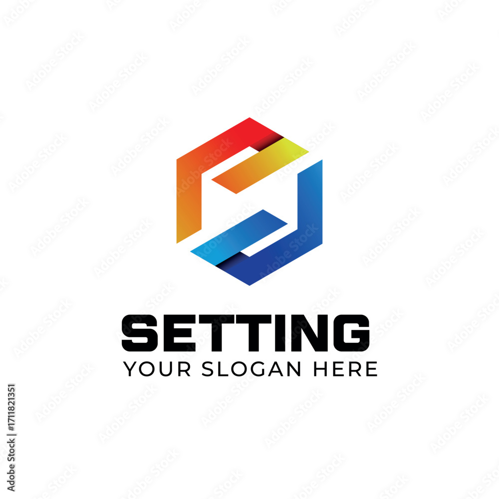 Setting Logo with Hexagon Shape and Gradient Colors Stock Vector ...