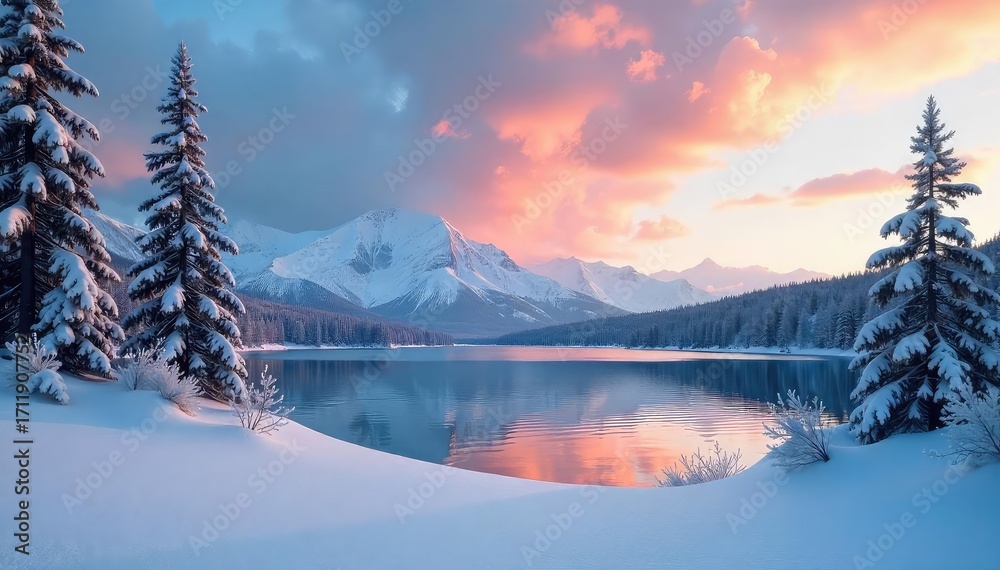 Vast, snow-covered Siberian landscape under a dramatic winter sky ...
