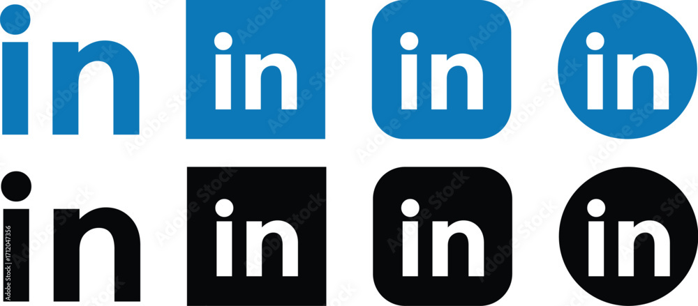 Linkedin logo icon set. Linkedin set of social media logos. Linkedin ...