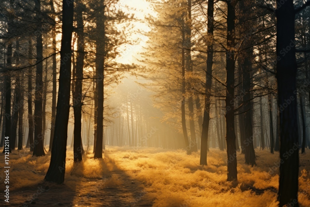 Landscape forest sunlight outdoors. Stock Photo | Adobe Stock