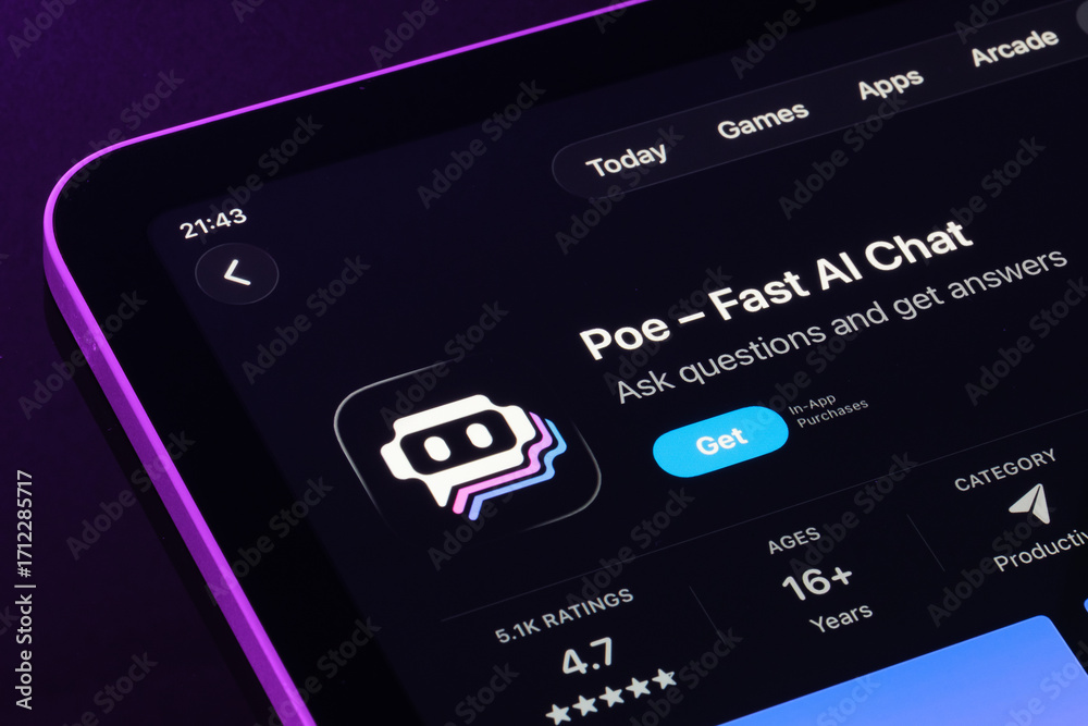 Poe captured on iPad App Store in iOS 26 with Apple Liquid Glass UI ...