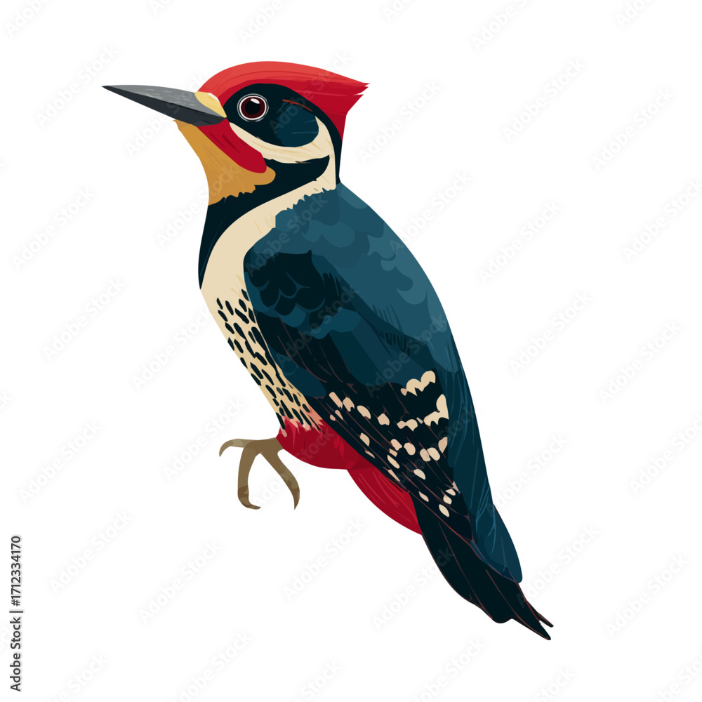 Flat 2D Woodpecker vector illustration, icon graphic on white background Stock Vector | Adobe Stock