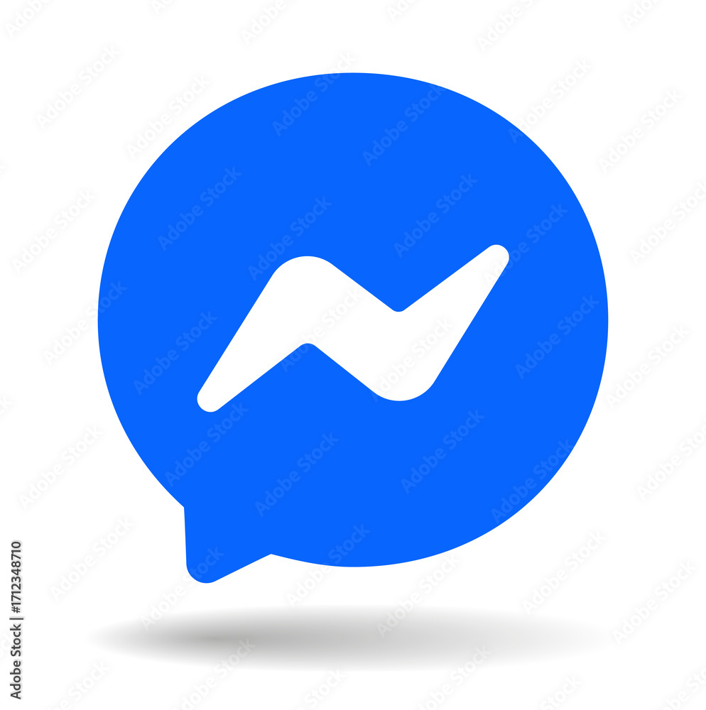 Facebook Messenger logo sign with shadow, isolated on transparent ...
