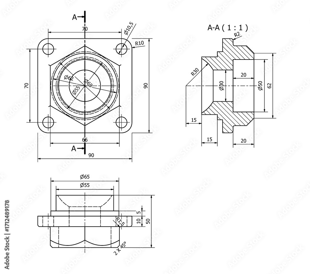 CAD, drawing three dimensional modeling, mechanical part in 3D, structural framing of pump ...