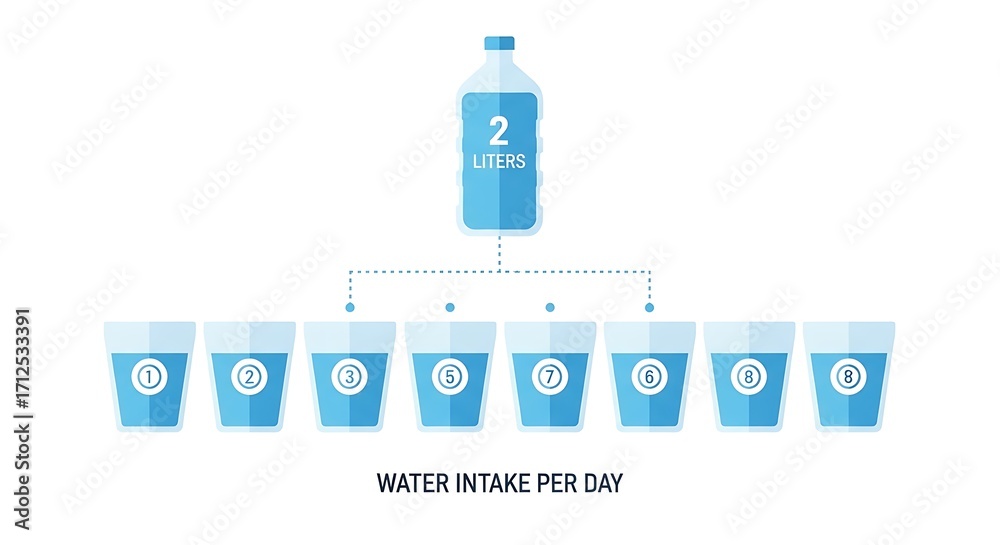 Illustration Stock Daily water intake guide how much water should i ...