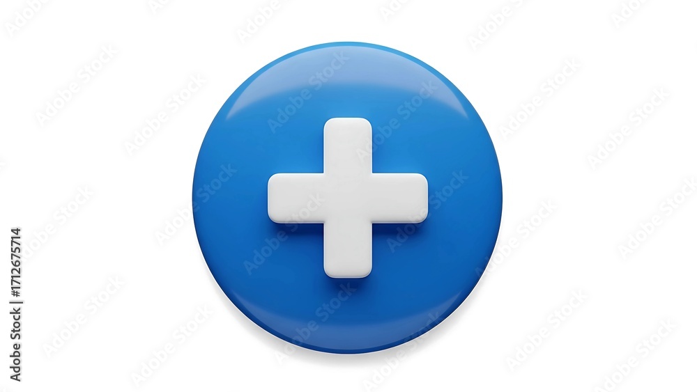 Blue plus sign icon add button new element symbol positive math medical ...