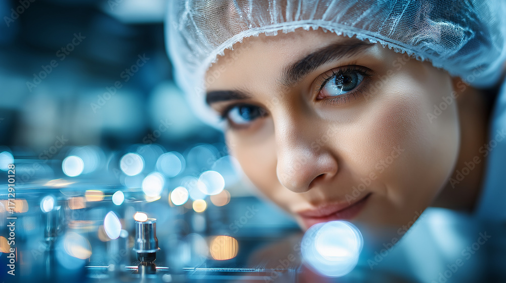 Young Middle Eastern Female Semiconductor Fab Engineer Using Cleanroom ...