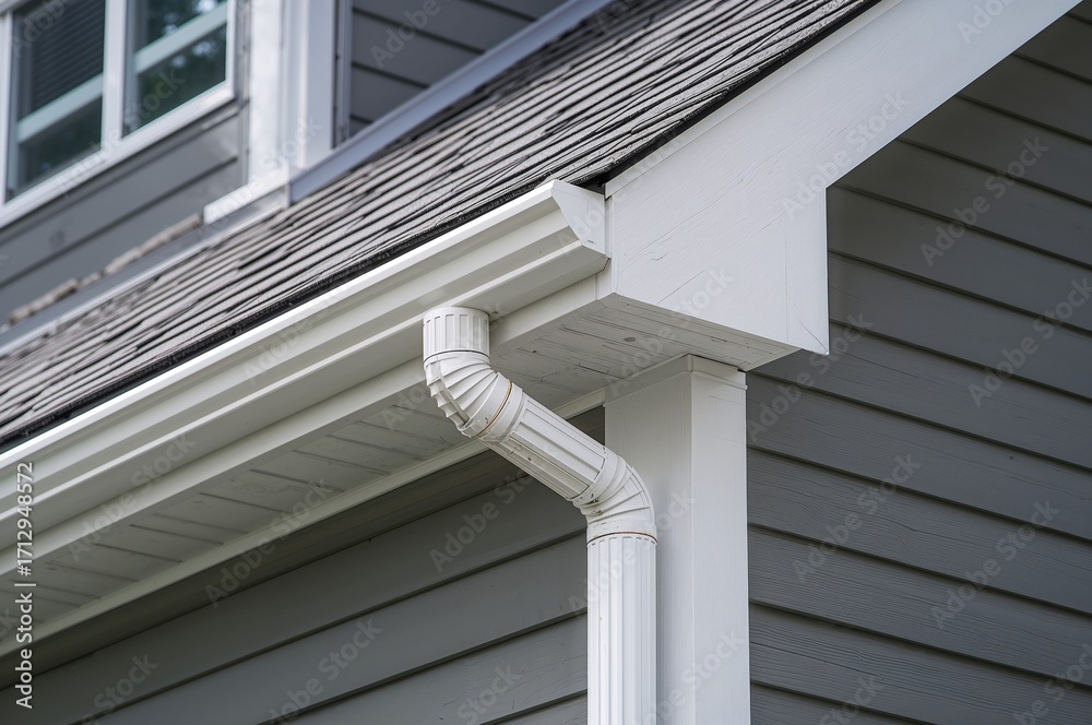 Rainwater collection setup with slip connector, end cap, elbow tube ...