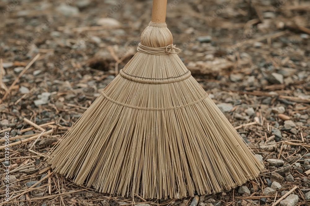 Handcrafted broom made from natural coconut stalks and bamboo Stock ...