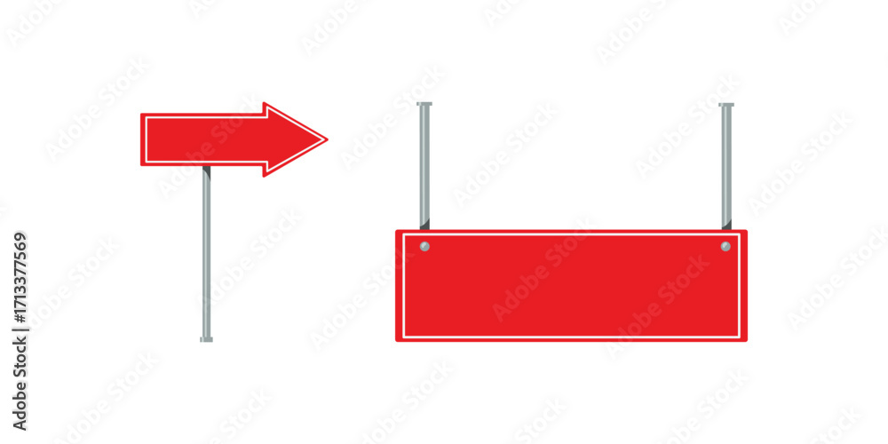 Vector illustration of road signs with green plates for direction ...