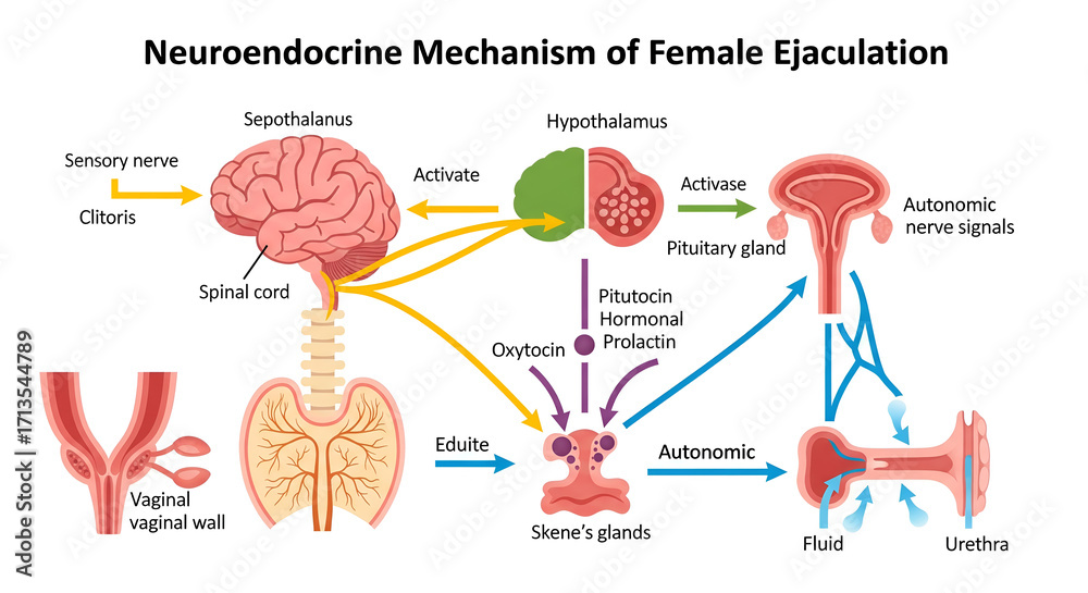 Neuroendocrine Mechanism of Female Ejaculation, Medical diagram ...
