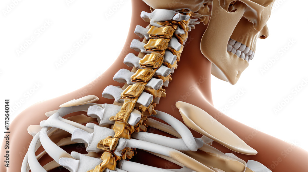 Anatomy of the Human Cervical Spine: A detailed anatomical rendering ...