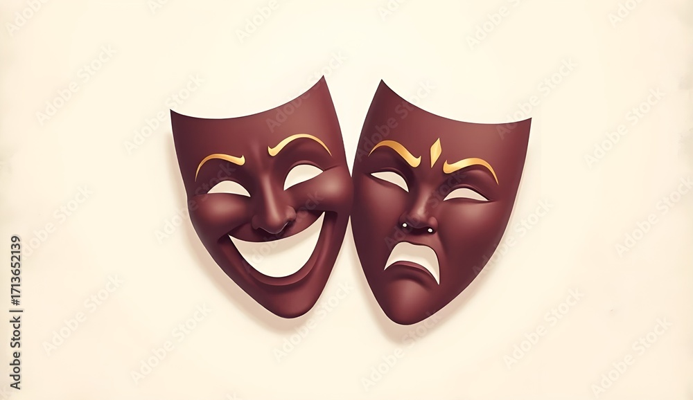 Classic Comedy and Tragedy Theater Masks Symbol of Drama and Performing ...