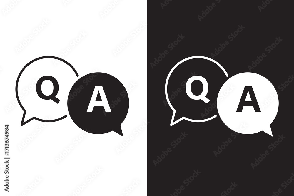 Questions and answers icon flat illustration set logo Stock Vector ...