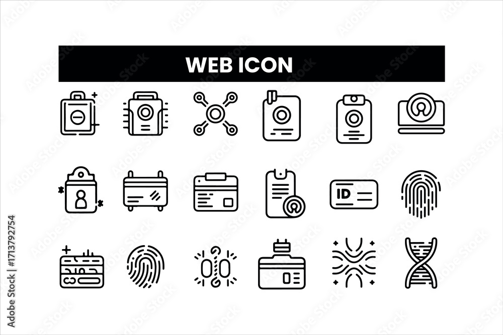 Identity set of web icons in line style. Authentication linear icons ...