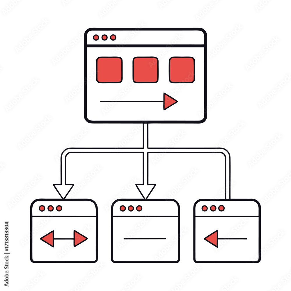 Vector de Stock Flowchart diagram with interconnected web browser ...