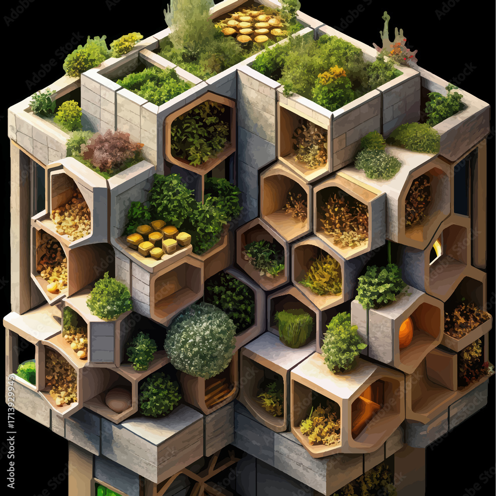 Urban Oasis: A modern architectural concept showcasing a multi-tiered ...