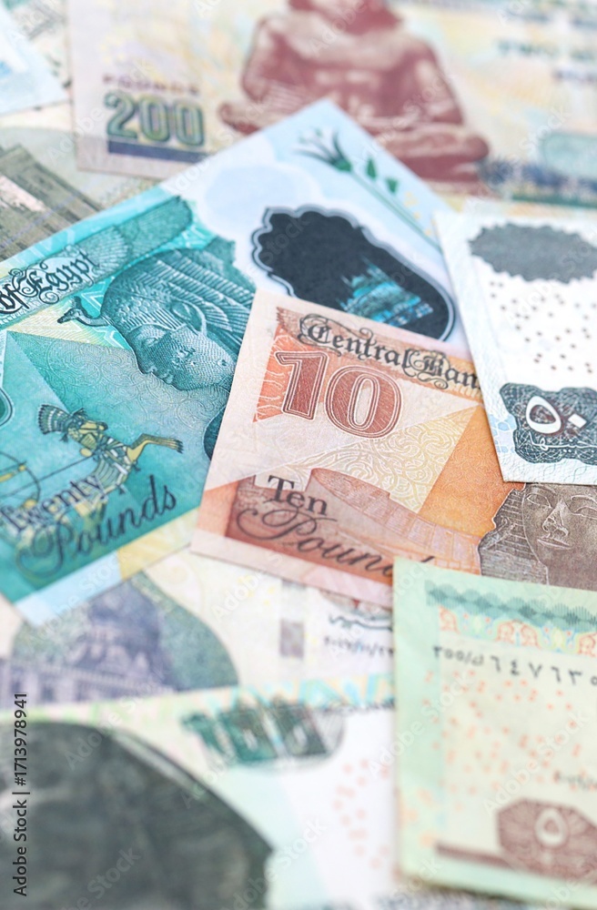 Photo Stock Egyptian pound currency money bills. The current banknotes ...
