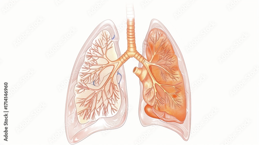 Respiratory Care Week. Scientific anatomical illustration of human ...
