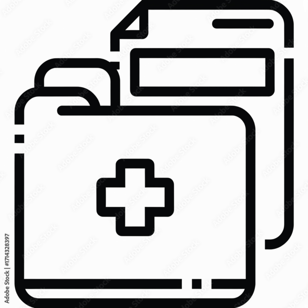 Medical records folder icon with a plus sign, representing health ...