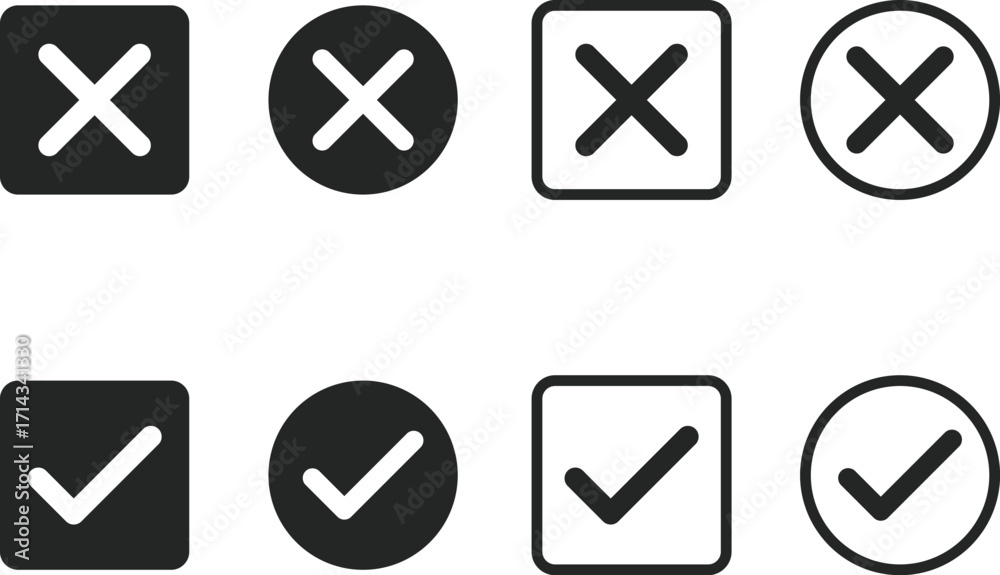 Vector de Stock check mark and cross mark icon set. Yes, no sign ...