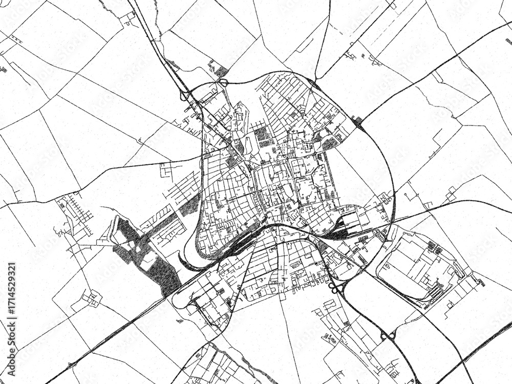 Poster-ready black and white illustration map of Trnava, Slovakia ...