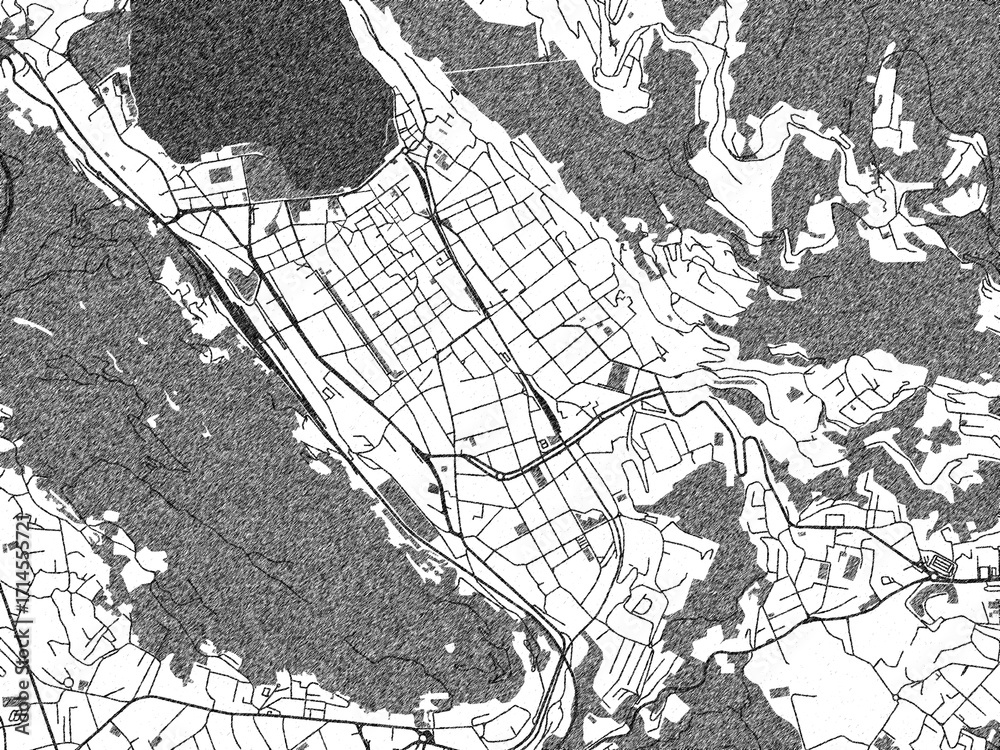 Poster-ready monochrome city map of Como, Italy, with detailed streets ...
