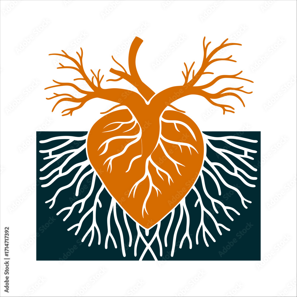 Stock-Vektorgrafik „Heart Root System: Nature's Vital Connection Root ...