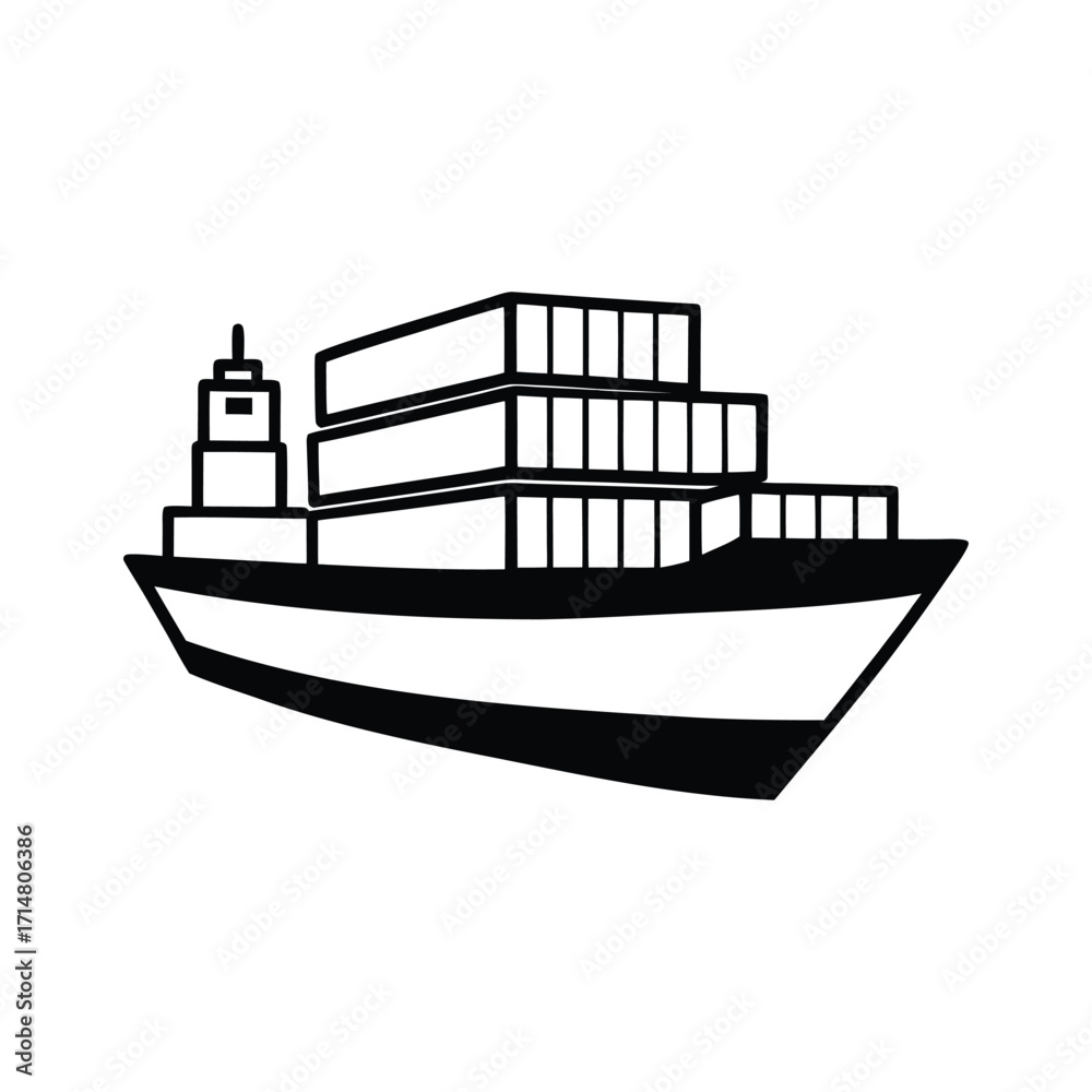 Container ship with stacked ISO containers Stock Vector | Adobe Stock