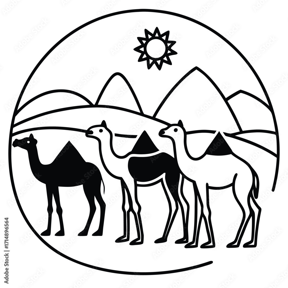 Collection of diverse camel and desert animal illustrations for ...