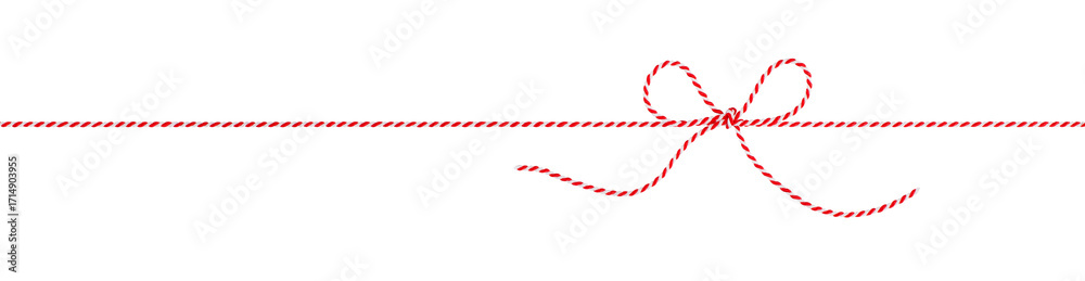 Red and White String Rope with Bow Isolated on White and Png ...