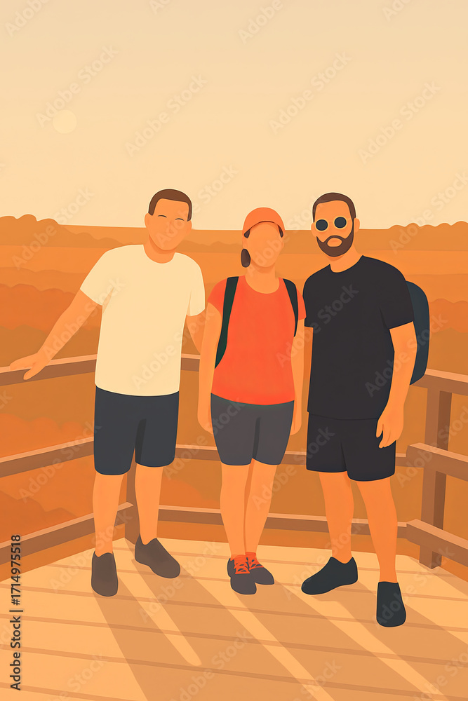 Stock-Illustration „Illustration of travelers engaging in eco-friendly ...