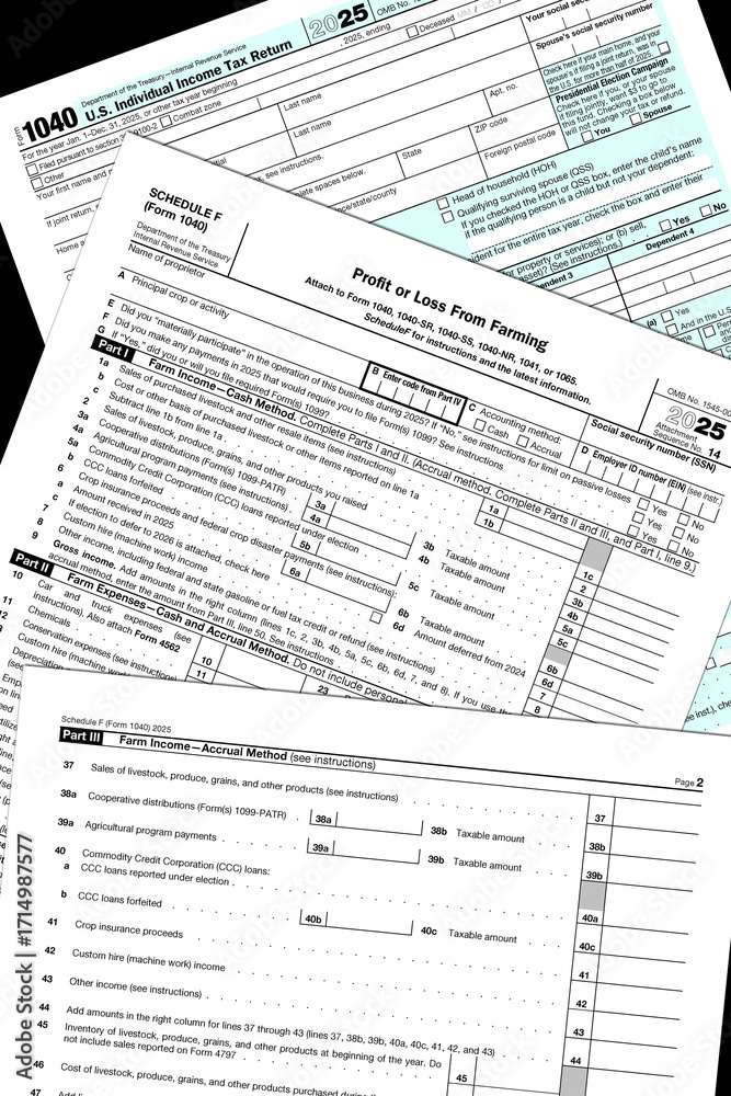 2025 tax year 1040 and schedule F, profit or loss from farming, forms ...