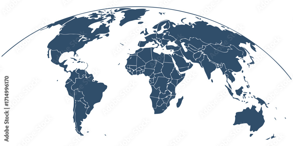 World Map With Continents and Country Borders. These vector pictograms ...