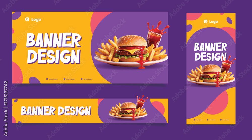 burger background design illustration banner template Stock Vector ...