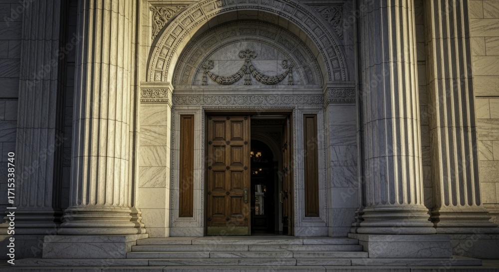 Stock-Illustration „Majestic Neoclassical Entrance of a Historic Stone ...