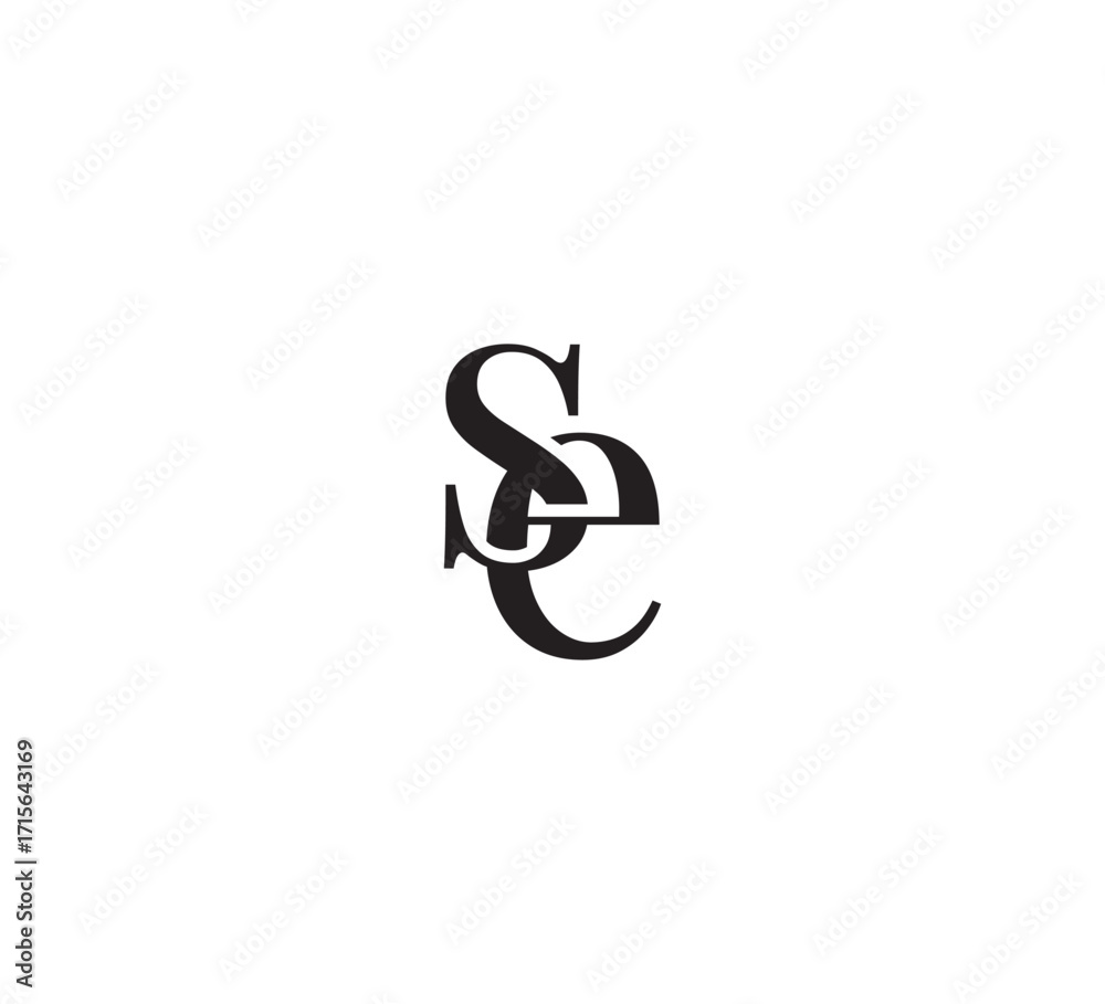 Elegant Serif Monogram Logo with Overlapping Initial Letters – Vintage ...