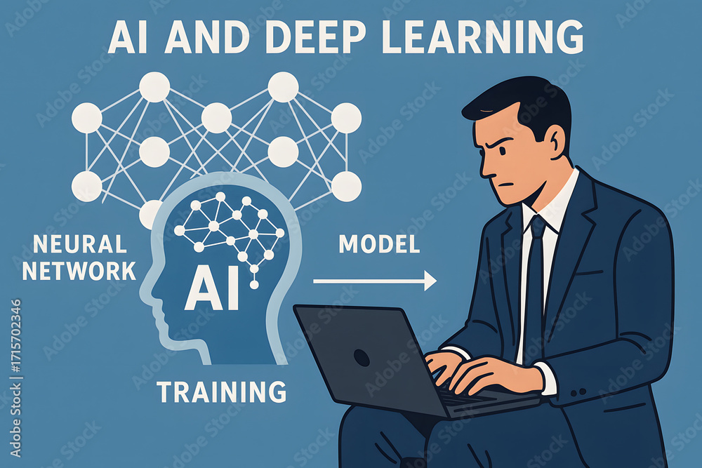 Stock-Illustration „AI and Deep Learning: An image showing a man ...