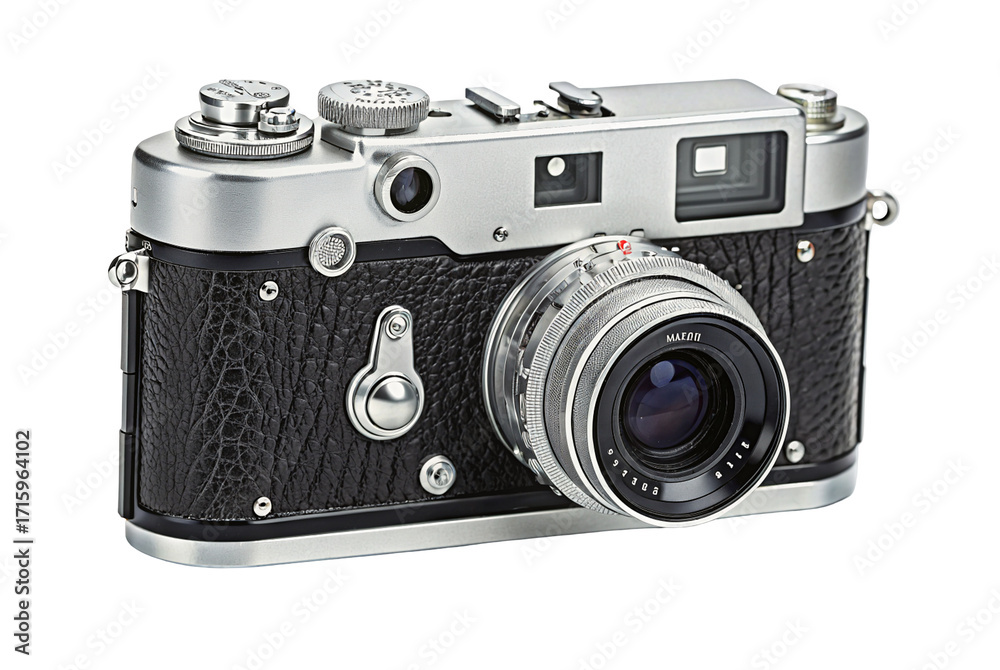 Vintage film camera with a leather finish and lens captures classic ...