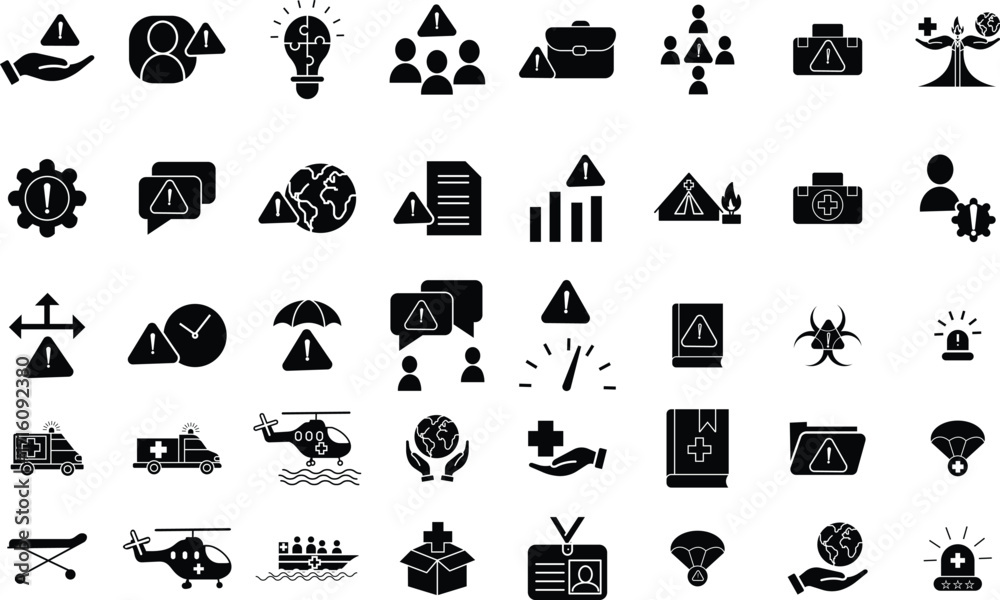 Image vectorielle Stock Emergency and warning flat icon set, medical ...