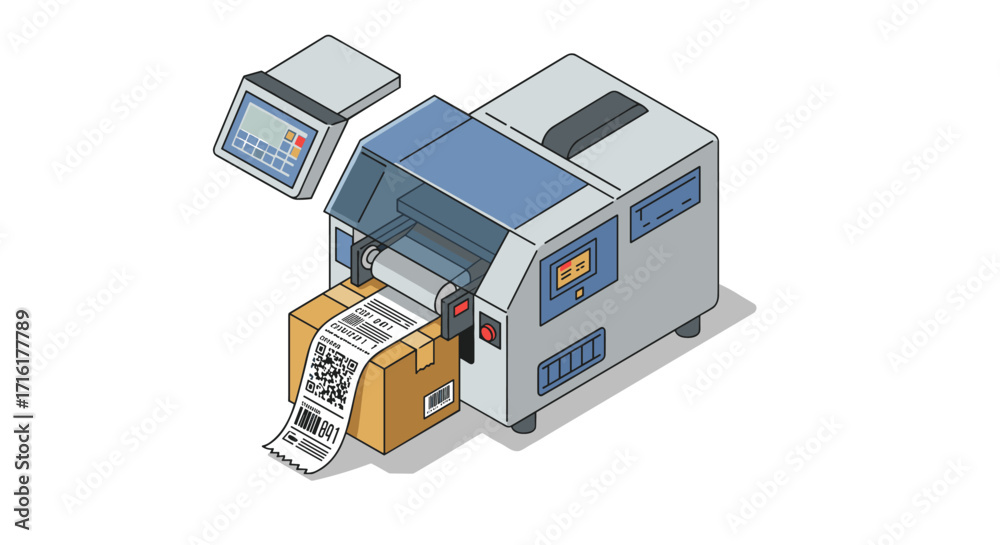 Barcode label printer printing shipping label with qr code for ...