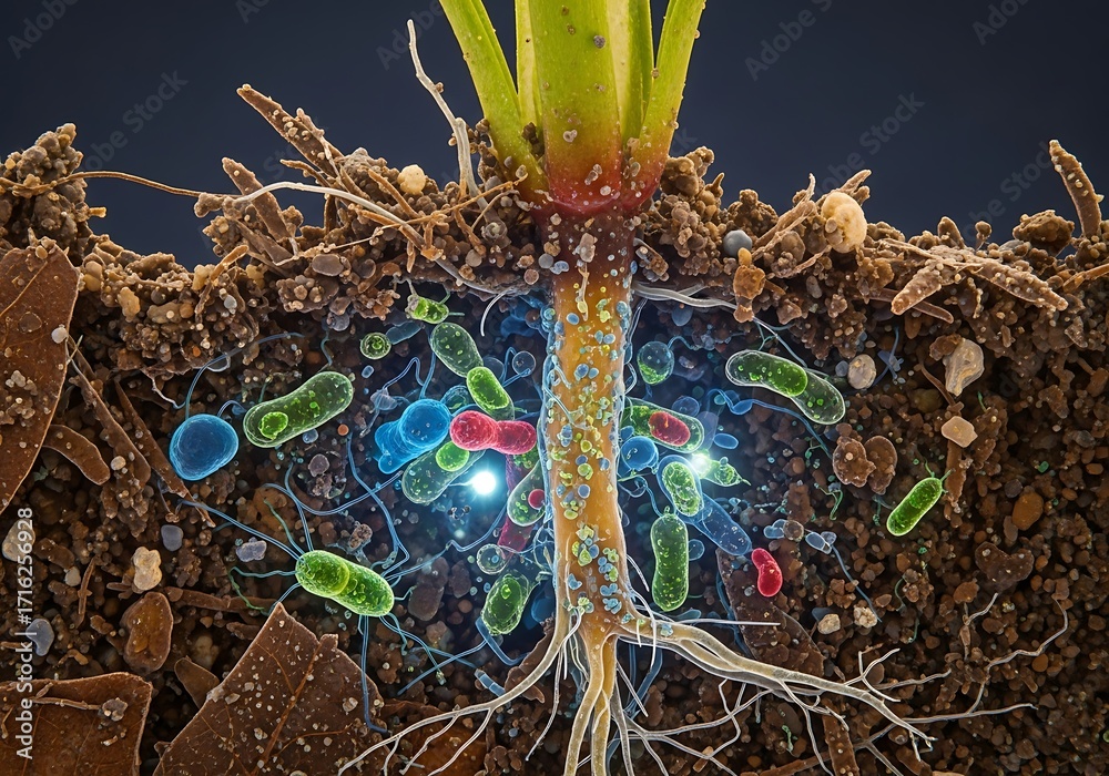 Symbiotic Microorganisms Thriving Around Plant Root System in Soil ...