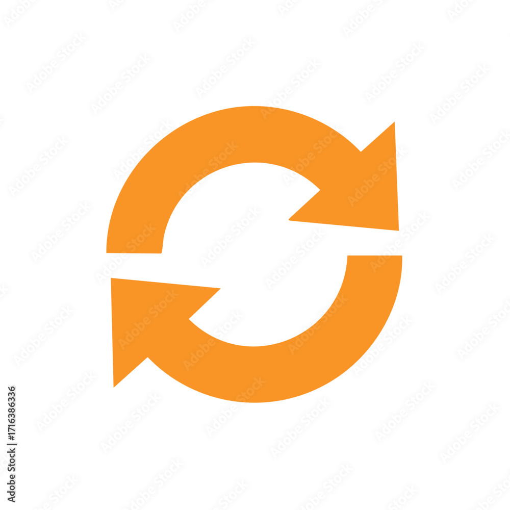 Orange circular refresh arrows symbol indicating reload, update ...