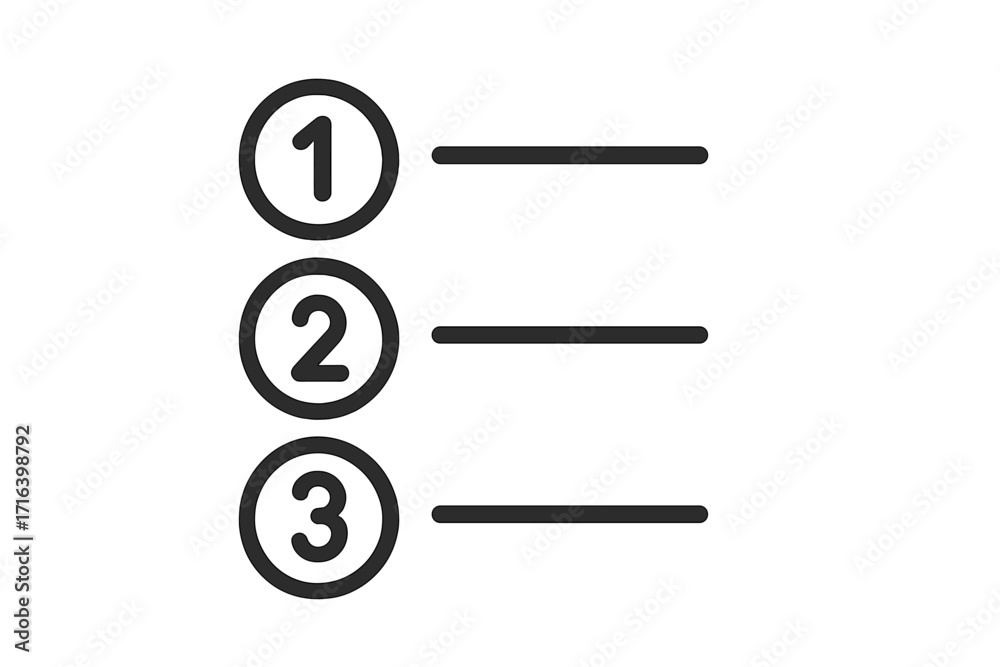 Numbered list icon. Step by step instructions concept. Sequence of ...